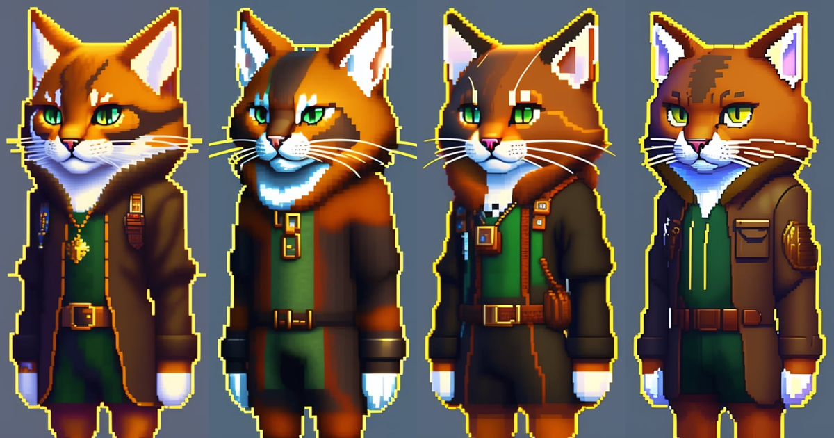 Lexica - Anthro furry humanoid cat, pixel art