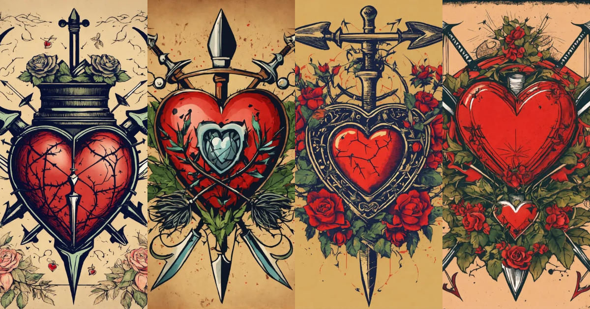 Lexica - PRINT FOR OLD SCHOOL STYLE T-SHIRT, heart surrounded by thorns ...