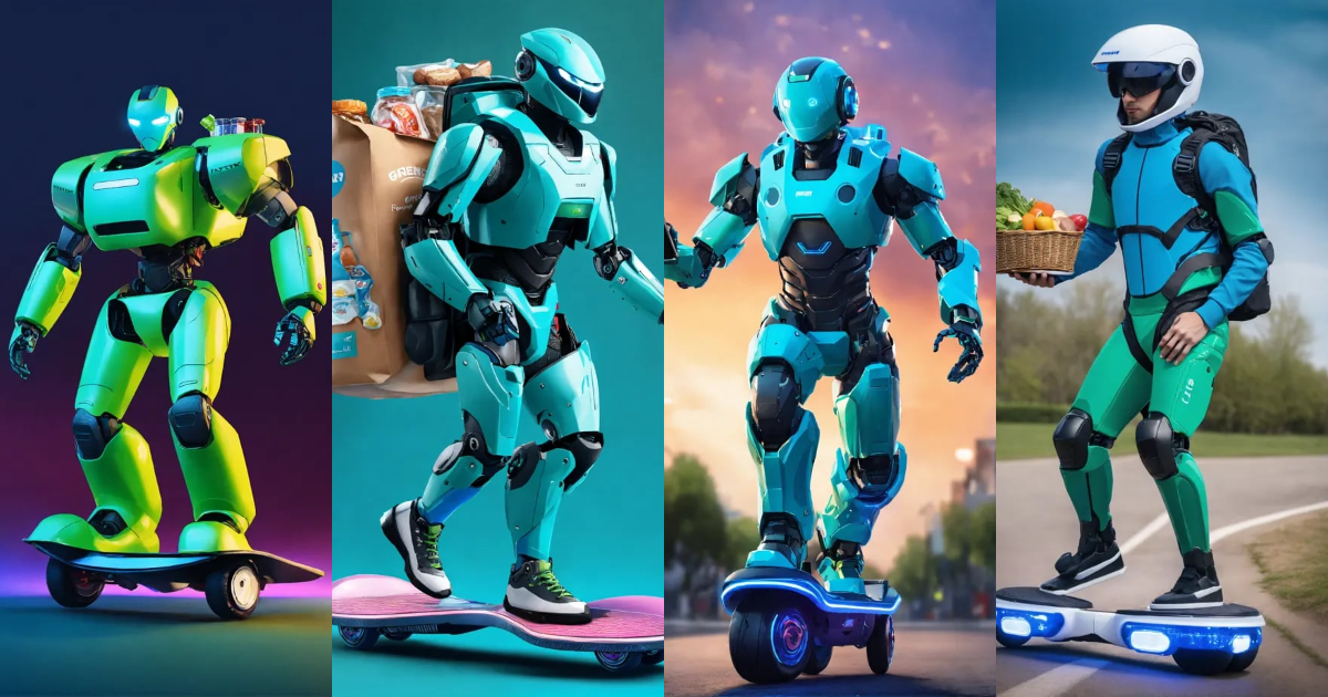Lexica - A passionate male robot runs fast on hoverboard, realistic man ...