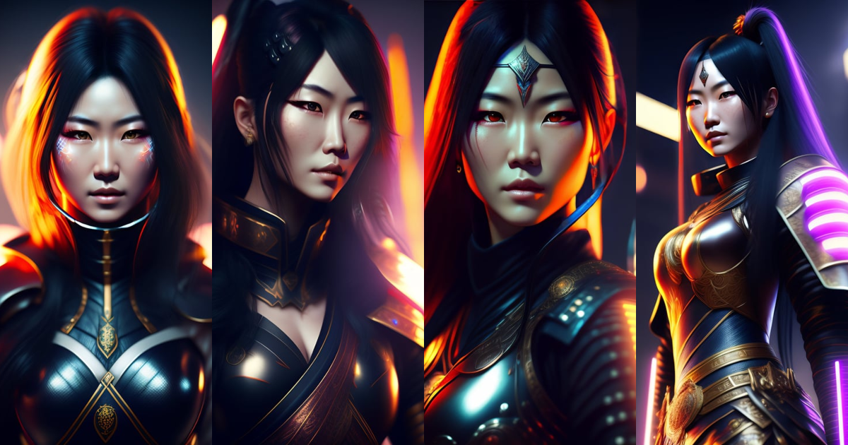 Lexica - A japanese female warrior, cyberpunk, fullmoon background ...