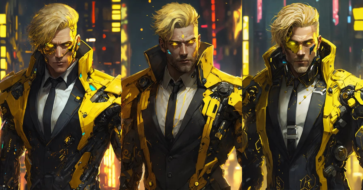 Lexica - Pale middle-aged dirty-blonde muscular cyberpunk cyborg man ...