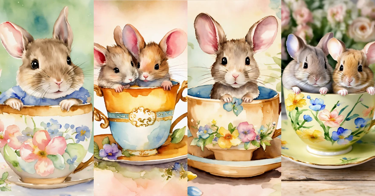 Lexica - Mouse and bunny teacup, mouse and bunny in a teacup ...