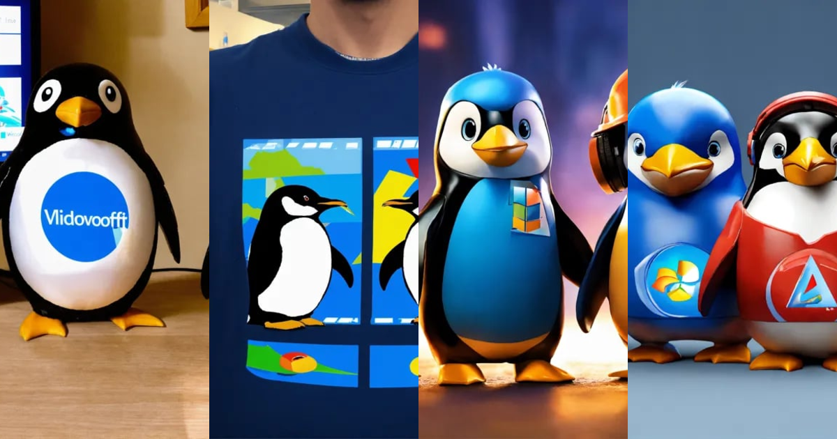 Lexica - Three cool-looking penguins wearing Microsoft Windows Merch