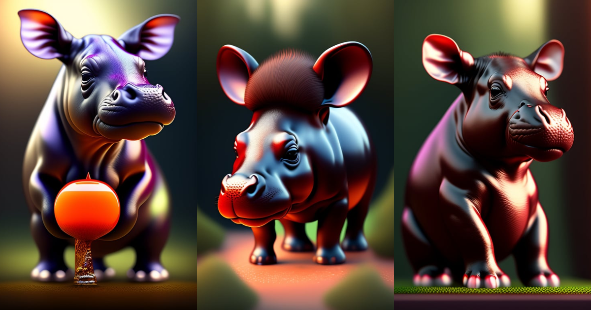 Lexica - Adorable baby hippopotamus mephistofeles, death, wings, arcane ...