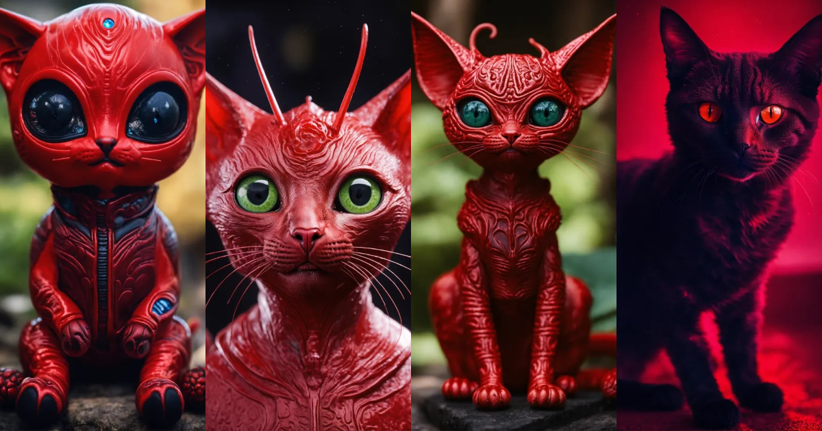 Lexica - Alien cat with red alien skin