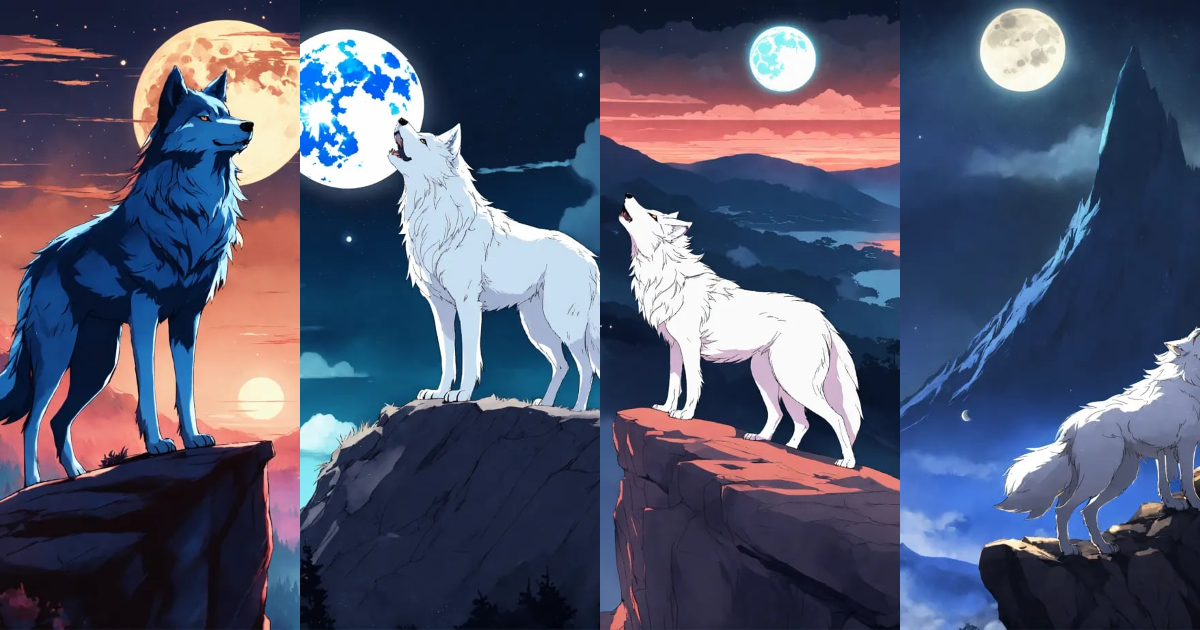 Lexica - An anime-style wolf that has white fur. The wolf stands on the ...