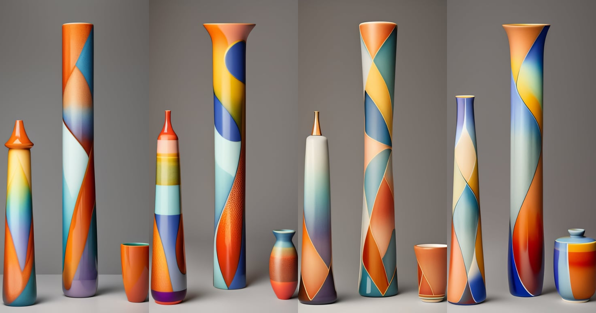 Lexica - Beautiful ceramics studio photograph of a tall colorful ...