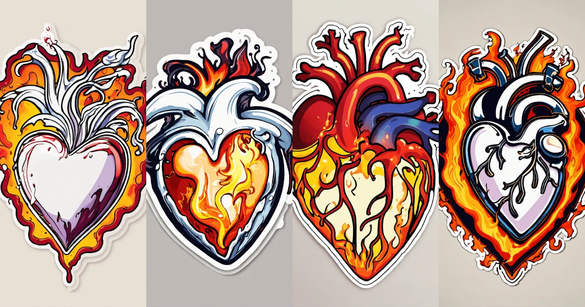 Lexica - Sticker, burning heart, melting heart, stylized, beautifully ...