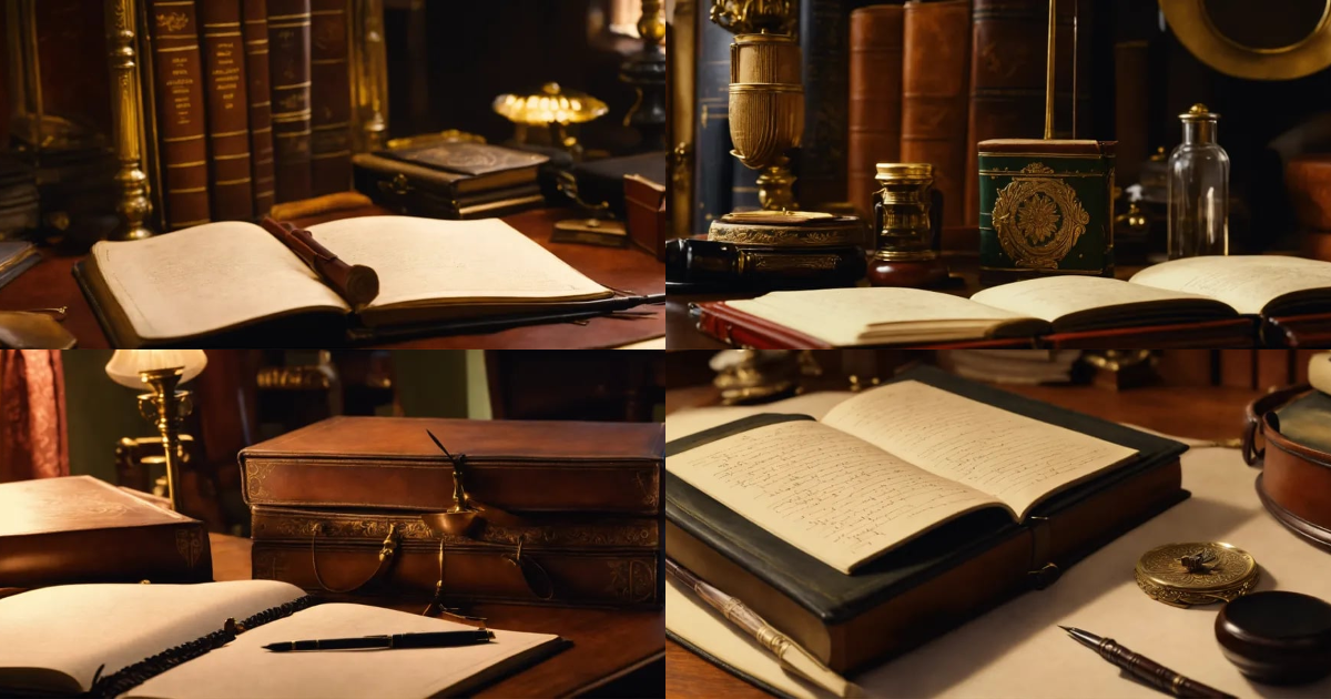 Lexica - Victorian era study with a Mahogony desk with an open ...