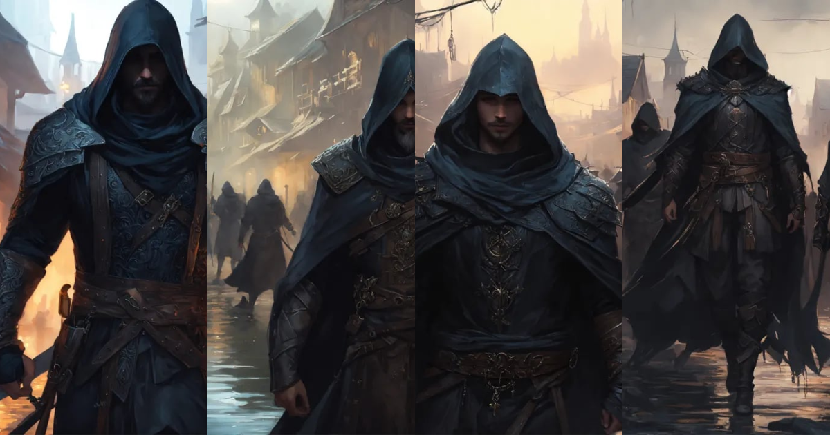 Lexica - Dark fantasy Painting, group of an male hangman with black ...