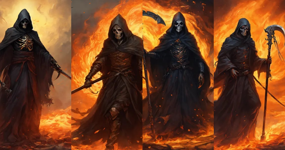 Lexica - The grim reaper with flowing scythe raised for the kill ...