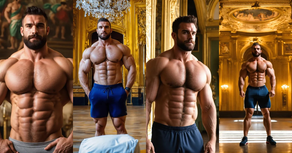 Lexica - 30-year-old hairy French man with big muscles, big bodybuilder ...