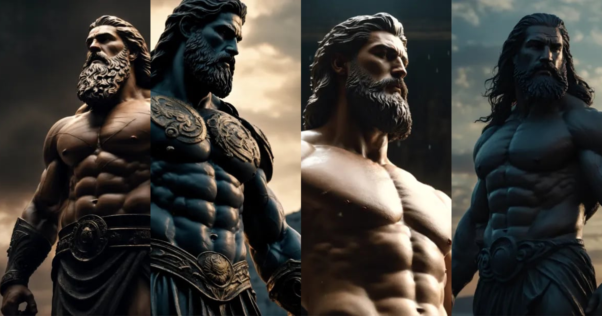 Lexica - A muscular statue of a strong Greek man with a beard and scars ...