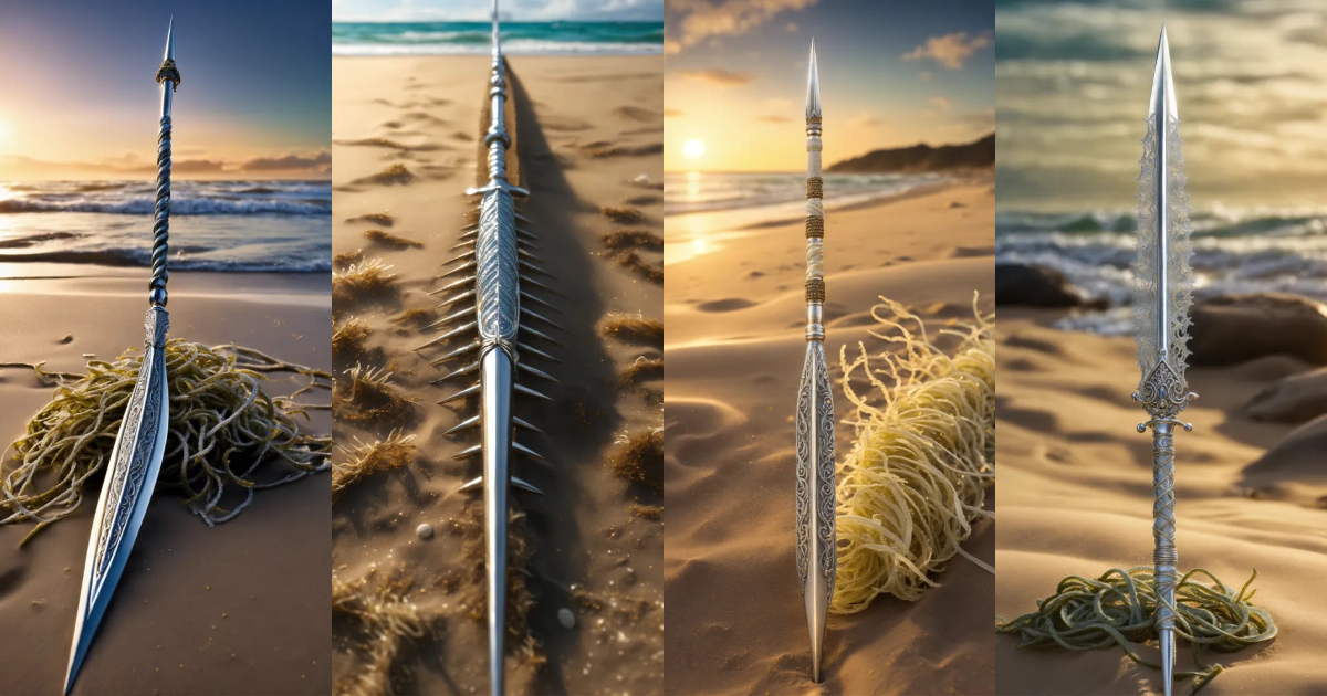 Lexica - 8k, picture of a narrow and delicate toothed spear with sharp ...