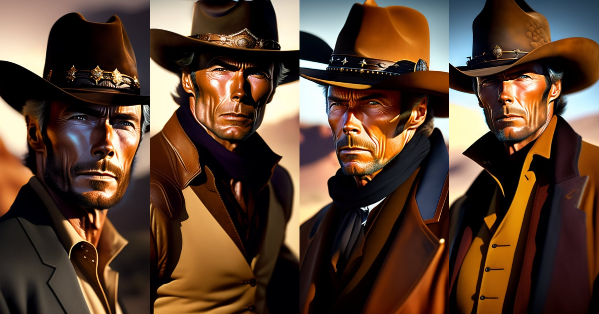 Lexica - Clint eastwood portrait shot of a western cowboy close-up in a ...