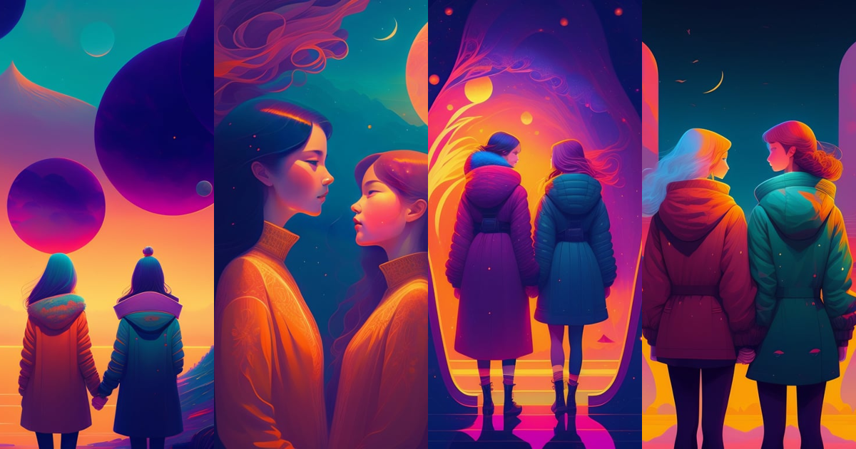 Lexica - Two beautiful european young girls holding hands, epic scene ...