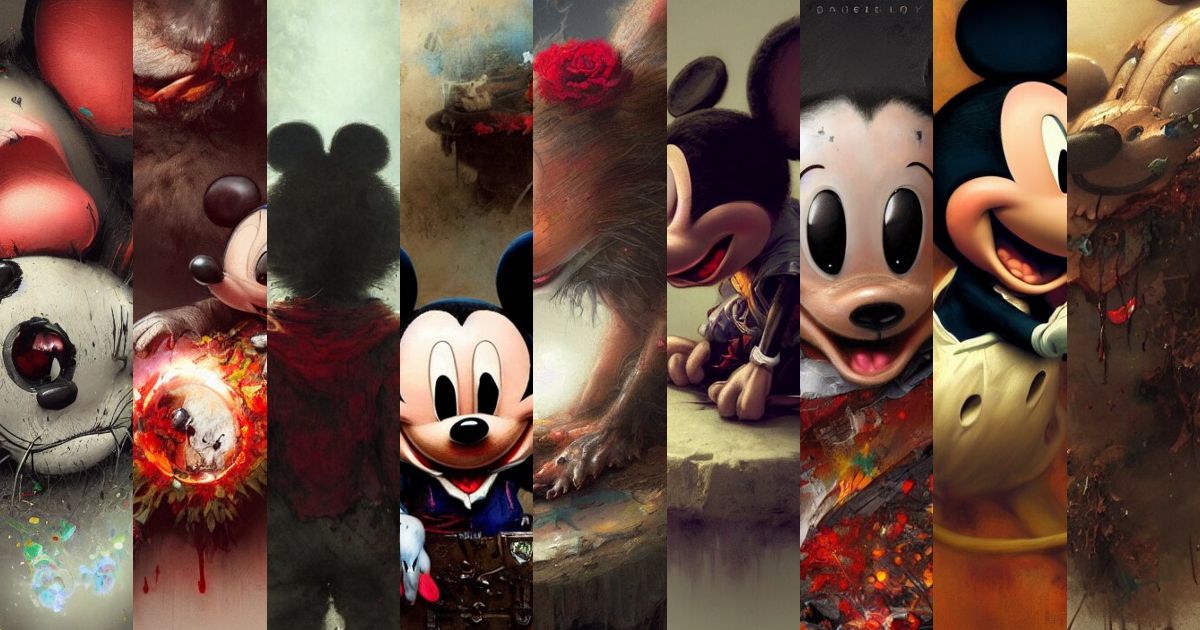 Lexica - A beautiful portrait of dead Mickey Mouse corpse, digital art ...