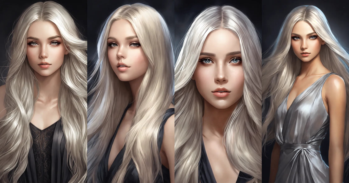 Lexica - Beautiful platinum grey blond young tween 2d drawing ...