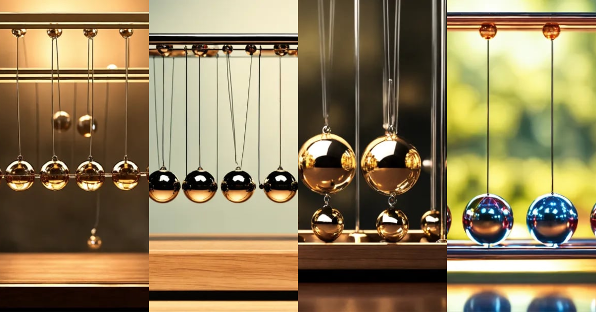 Lexica - Newtons cradle, pendulum isolated, five transparent balls ...