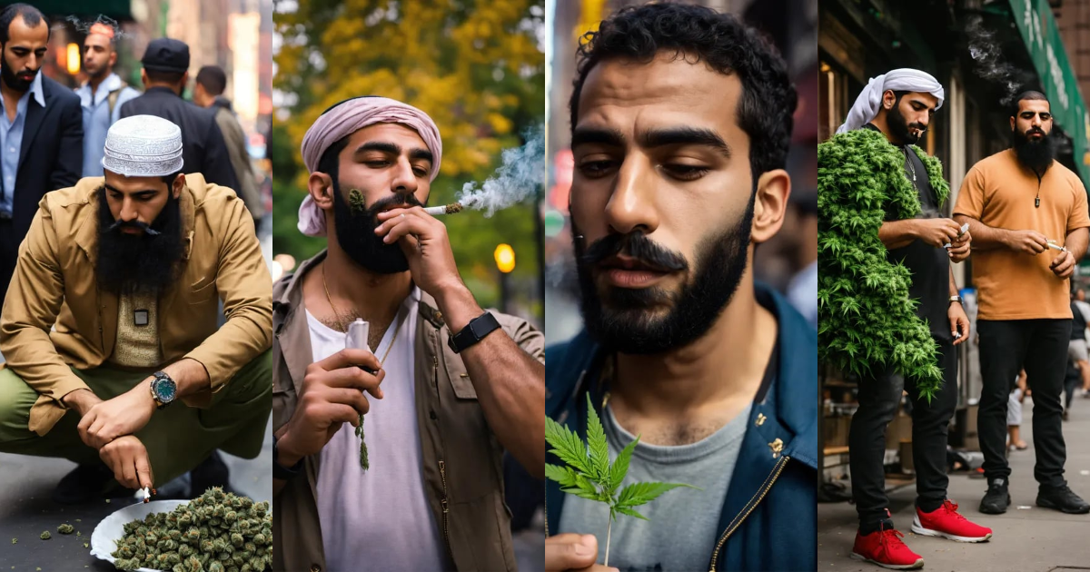 Lexica - Strong arab men smoking weed in new york city