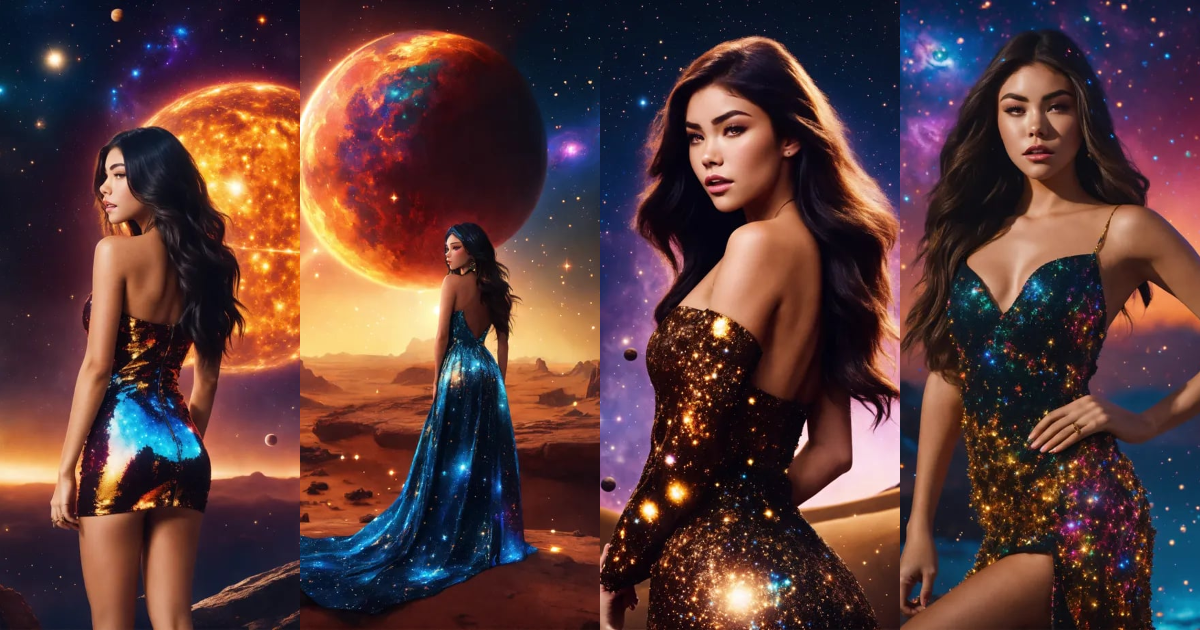 Lexica - Madison Beer in a vibrant sparkling cocktail dress, black, on ...