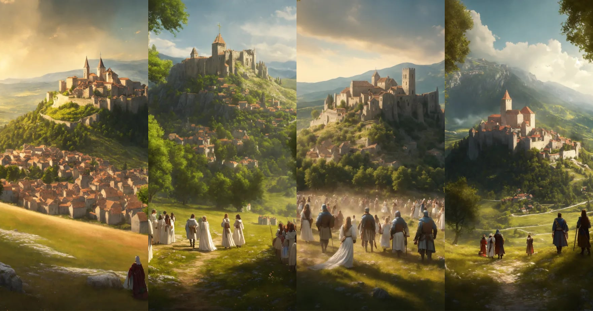 Lexica - An epic fantasy scene featuring the medieval settlement of the ...