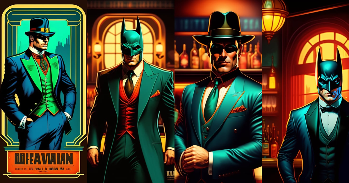 Lexica - Batman as a mafia boss inside a vintage bar in 1920s,comic ...