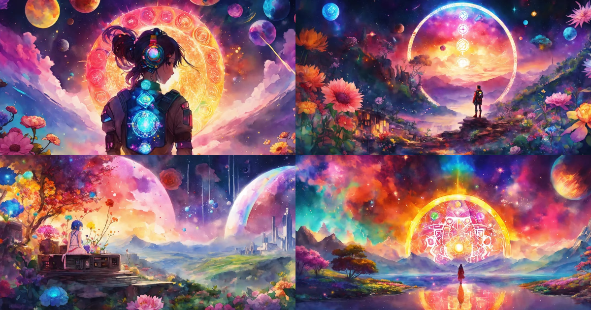 Lexica - Watercolor cyberpunk Digital anime art, the seven chakras ...
