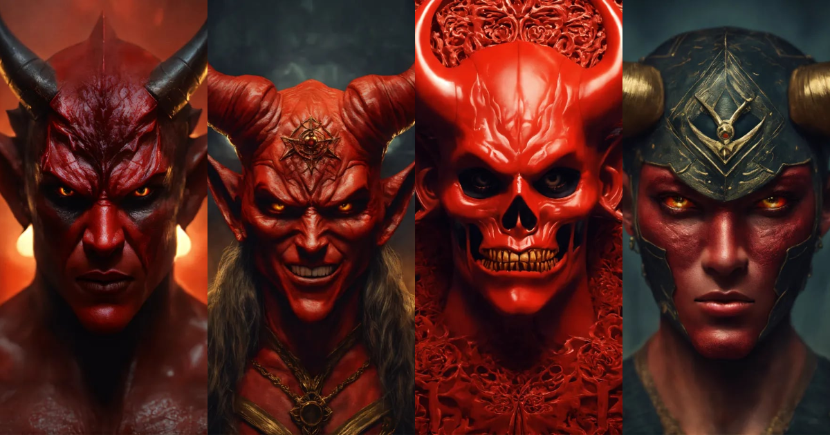 Lexica - Devilish face front on looking symmetrical photo realistic