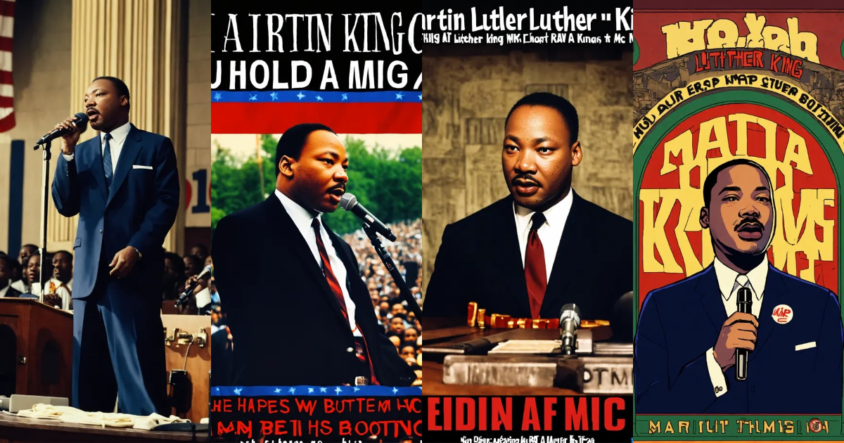 Lexica - Martin Luther King hold a mic rap battling Eminem
