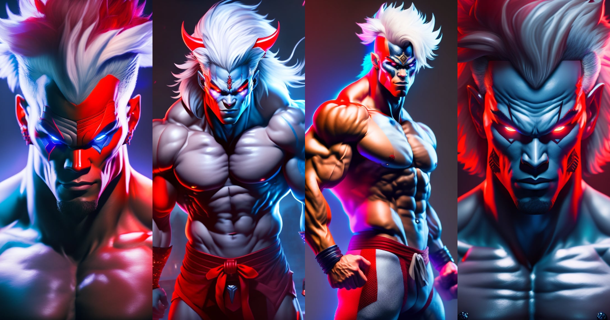Lexica - A fierce Oni/human-like creature with red skin, muscular ...