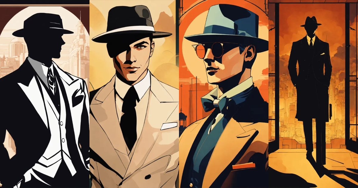 Lexica - A man 1920s fashion style silhouette, comic style, future art
