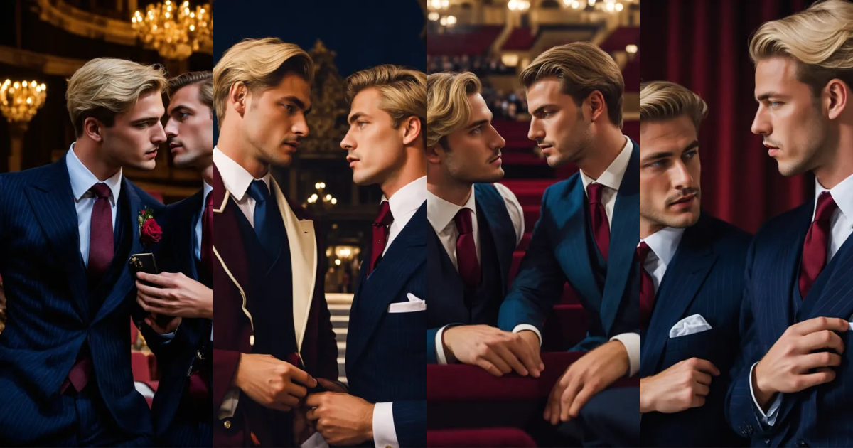 Lexica - Two young blonde Italian gentlemen in navy pinstripe suit ...