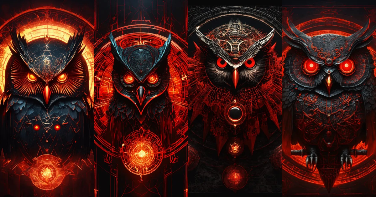 Lexica - Dark Evil Black, Red and black digital occultic sigil owl ...