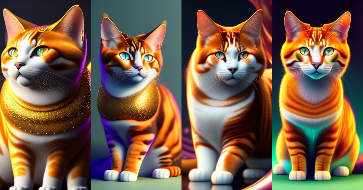 Lexica - Recursive image with a well rounded Calico feline, large eyes ...