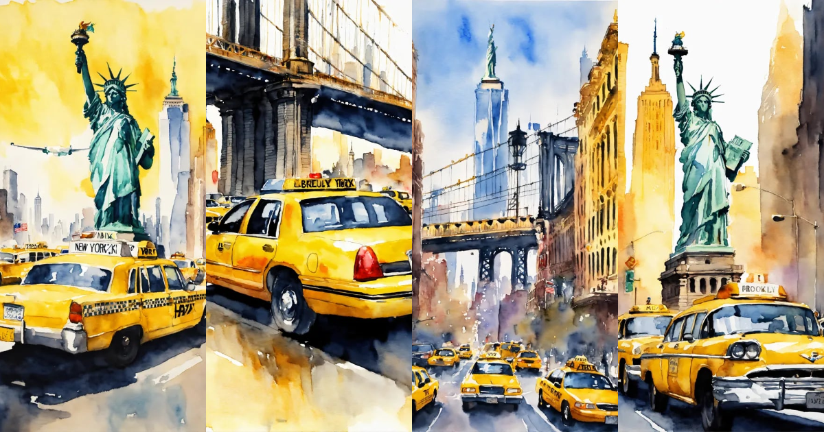 Lexica - New York City, USA, with Statue of Liberty, Brooklyn Bridge ...