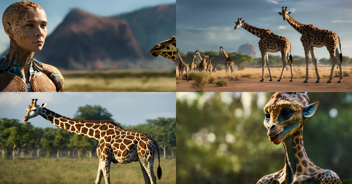 Lexica - Humanoid alien with a giraffe genes, hyper-realistic, 8K