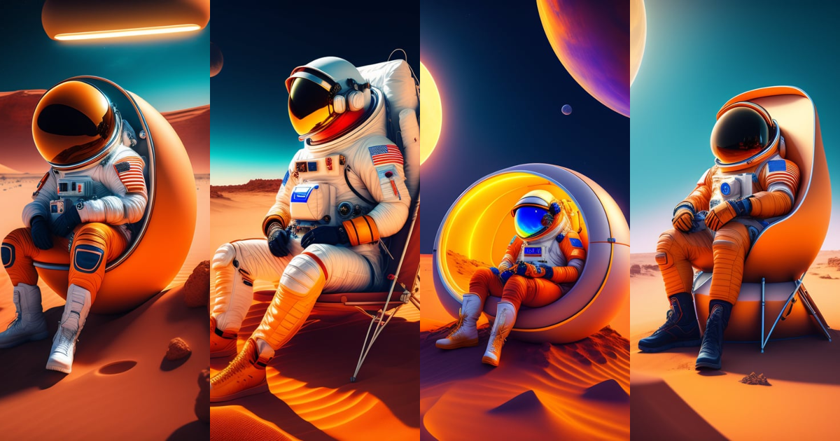 Lexica - An astronaut resting on mars in a beach chair, vibrant ...