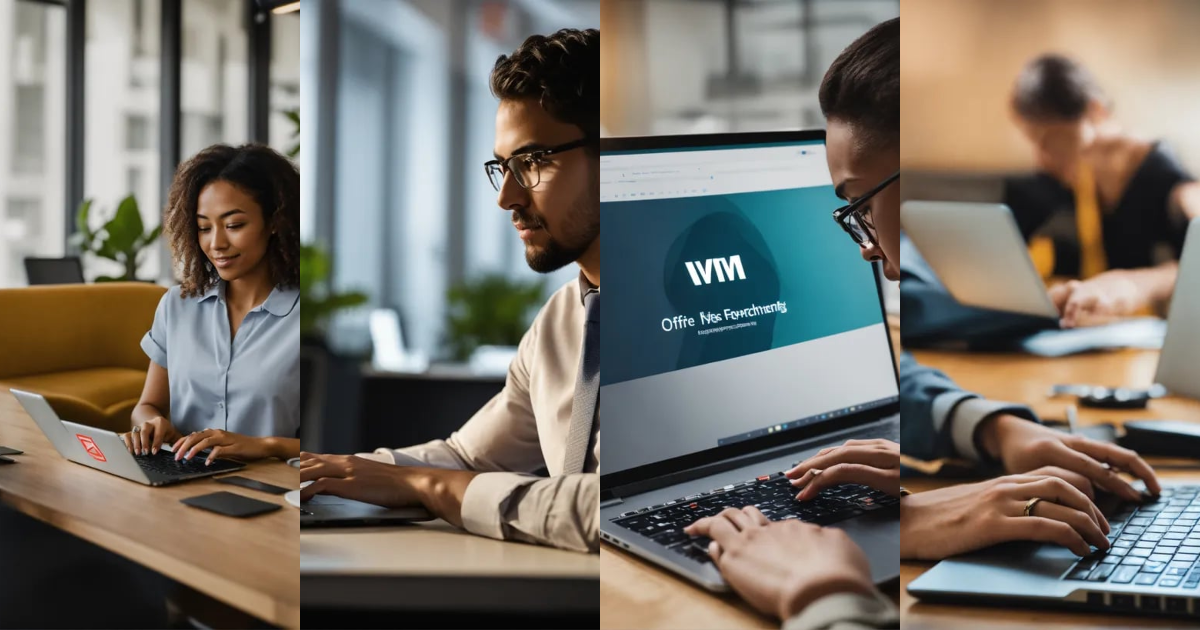 Lexica - Office worker typing on laptop, showing the laptop logo and ...