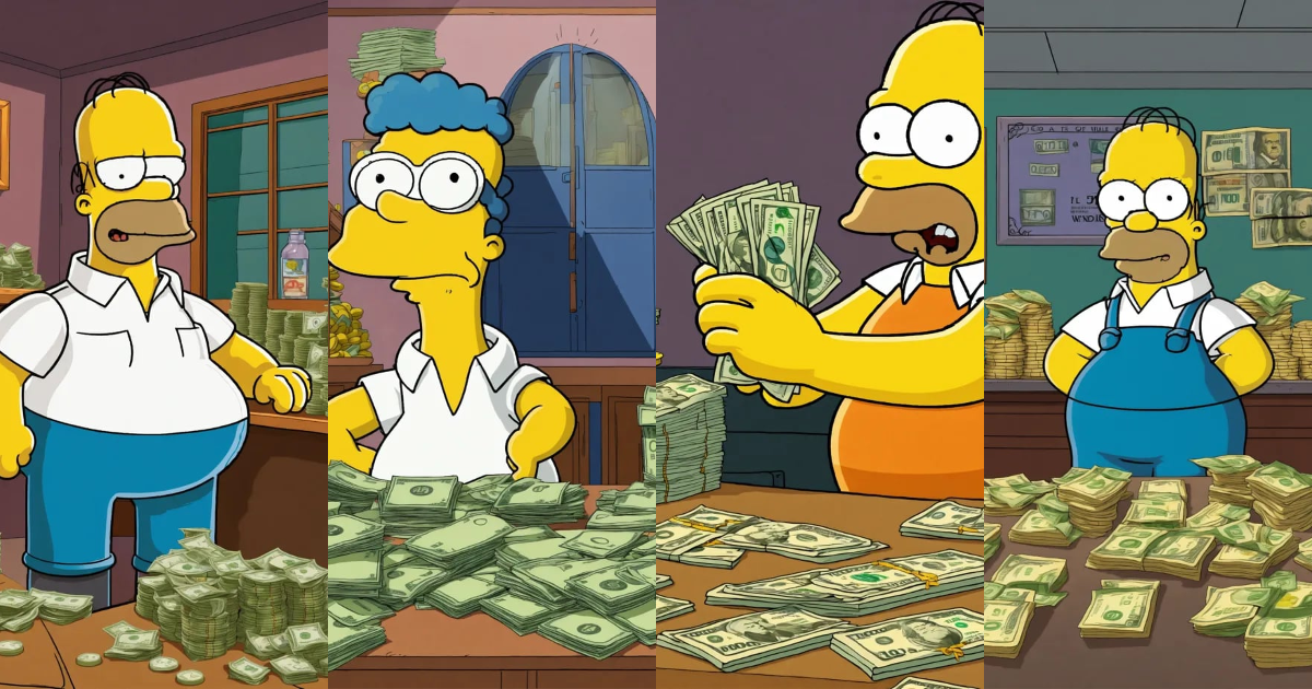 Lexica - Lionel Gates from the Simpsons cartoon stands at a table and ...