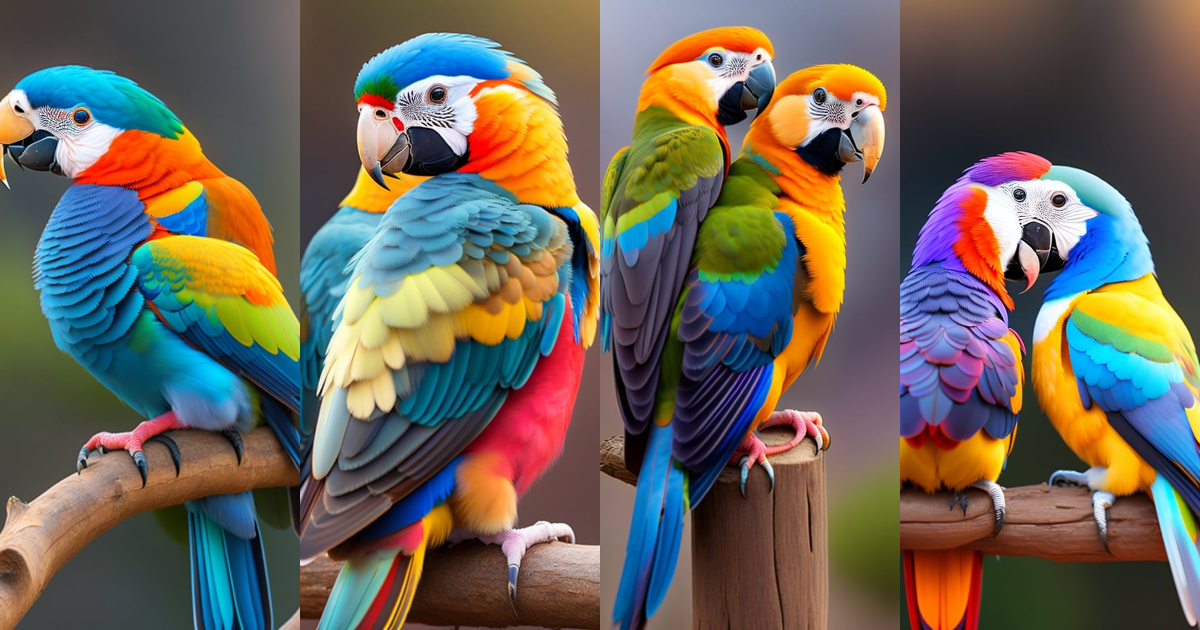 Lexica - A parrot pair sharing a tender embrace, a picture of love.