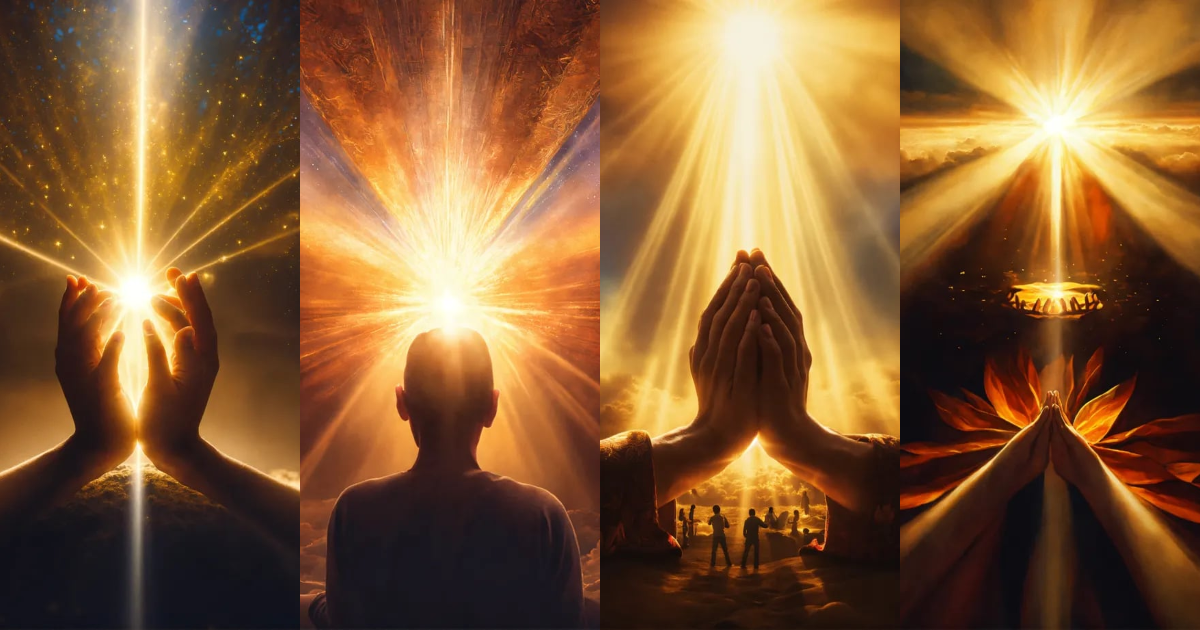 Lexica - Prayer hands,in a world,within a world,beams of light in the ...