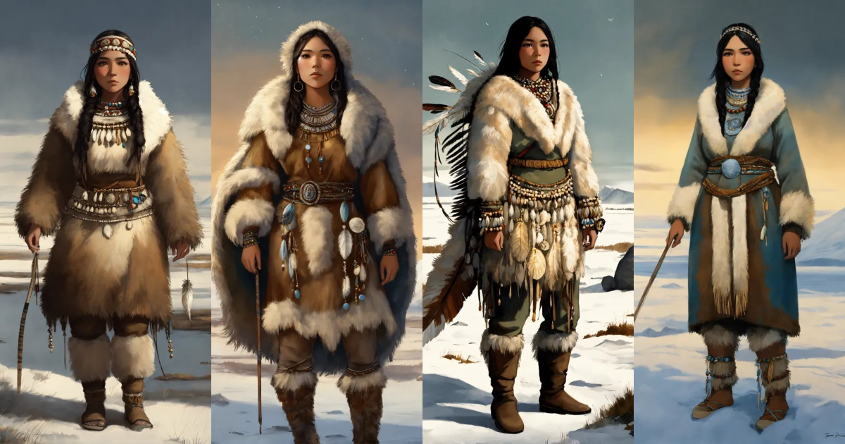 Lexica - Full body Illustration of an inuit woman, young, 18 years old ...