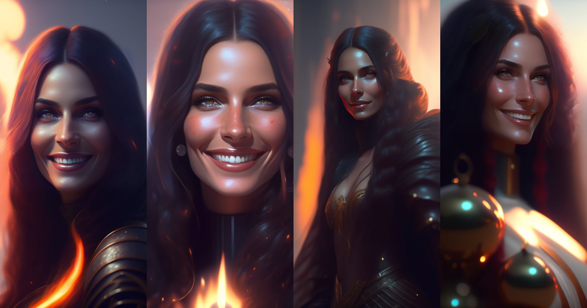 Lexica - An warm gorgeous mysteriously smiling tall alien witch with ...