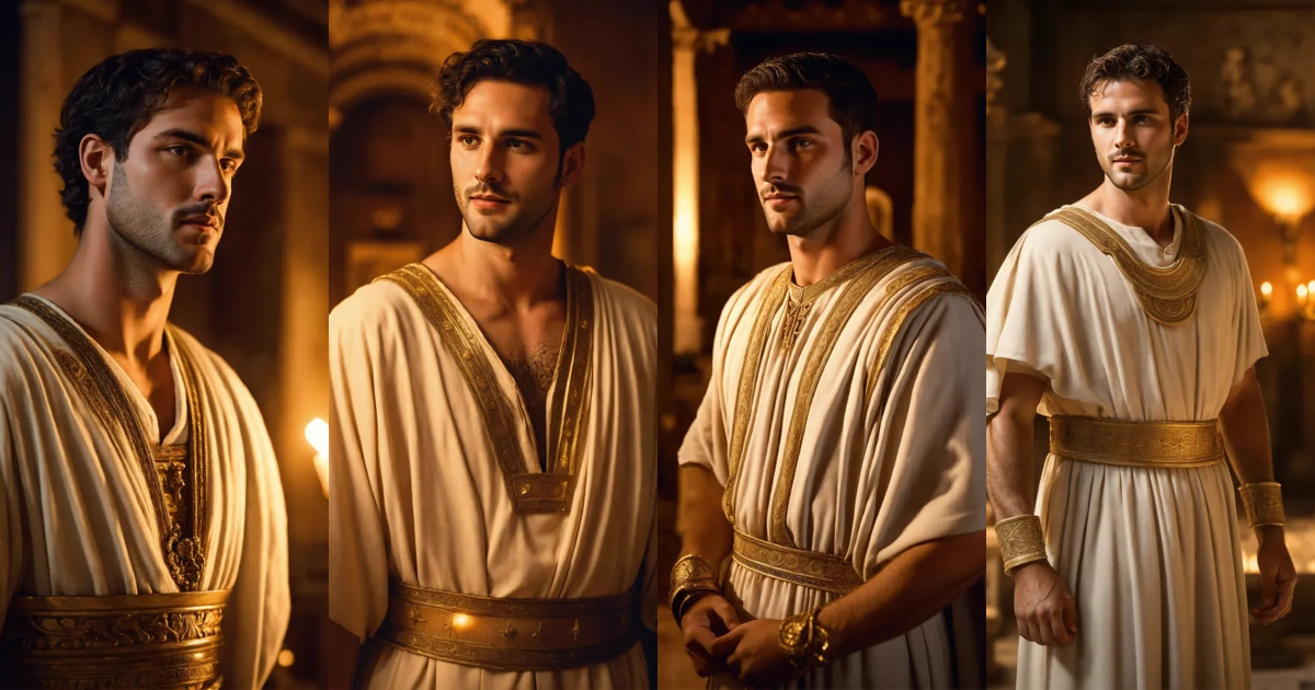 Lexica - A young rich noble handsome roman man wearing a light-colored ...