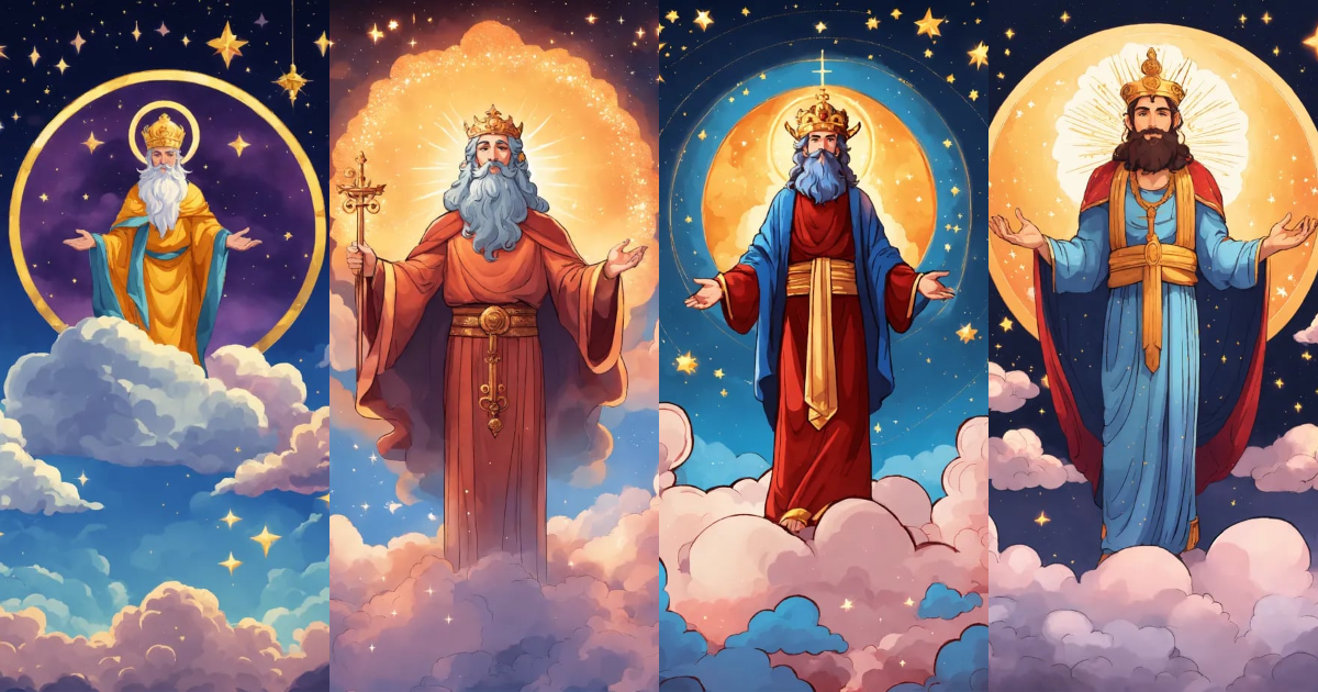 Lexica - God in cartoon style. God is depicted in a frontal view ...