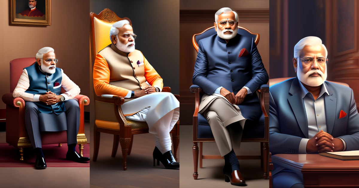 Lexica - Narendra modi sitting on a chair thinking in front there is a ...