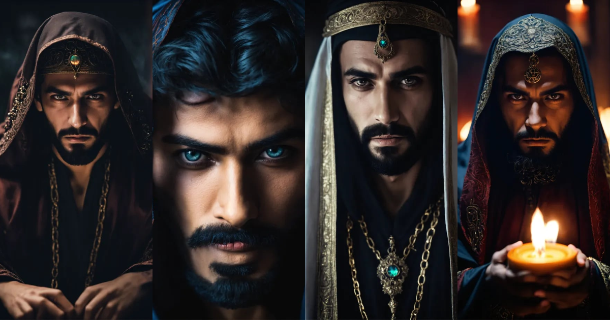 Lexica - Dark, mysterious and dramatic headshot of a handsome Arabic ...