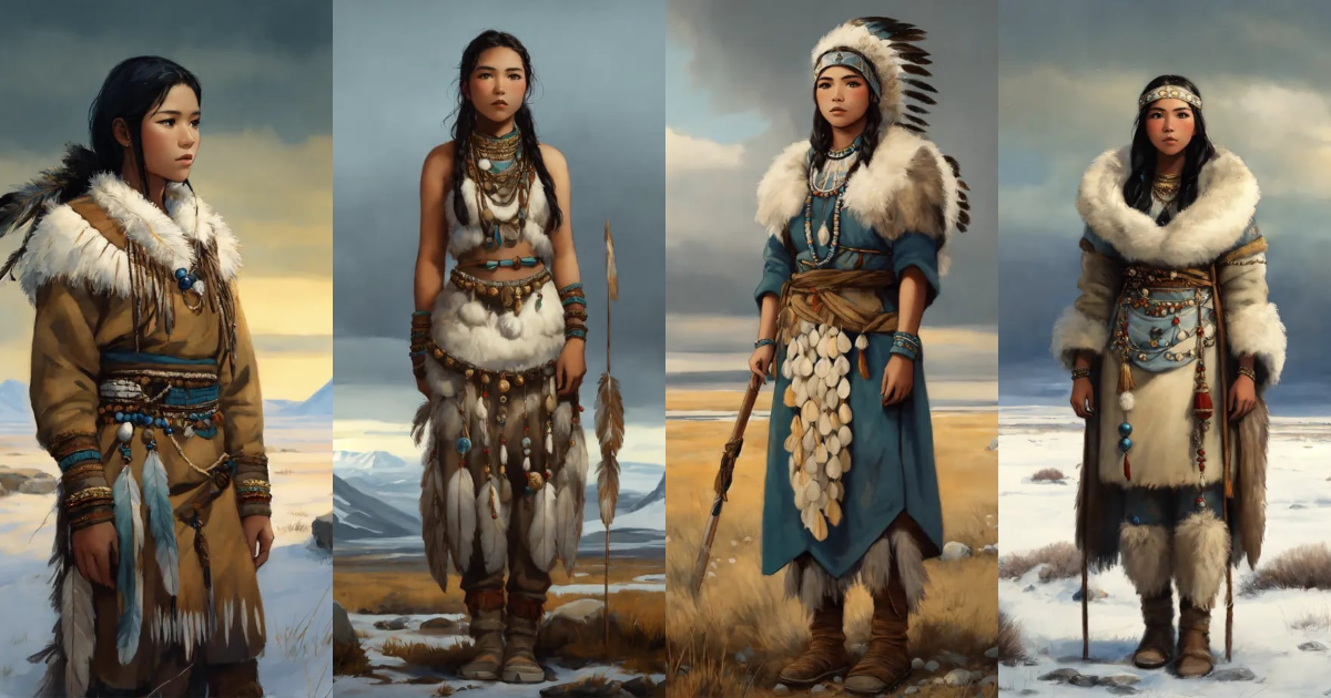 Lexica - Full body Illustration by Tom Björklung an inuit woman, young ...