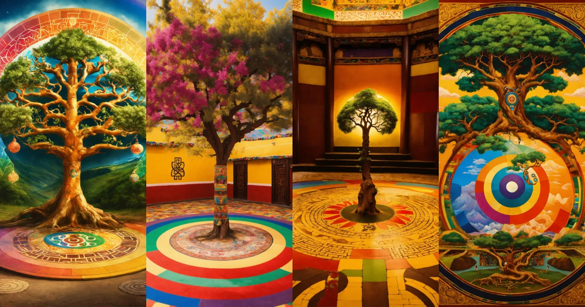 Lexica - The tree of life in Tibet with rainbow geometrical shape ...